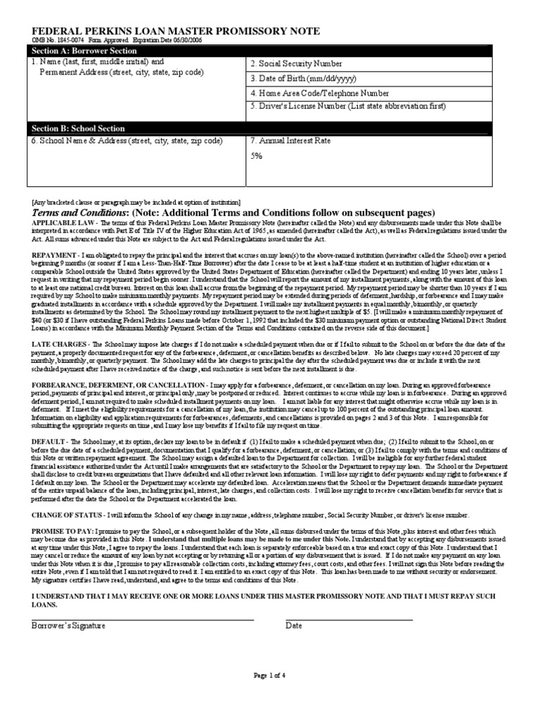 Description: Tags: Perkins Master Promissory Note | PDF