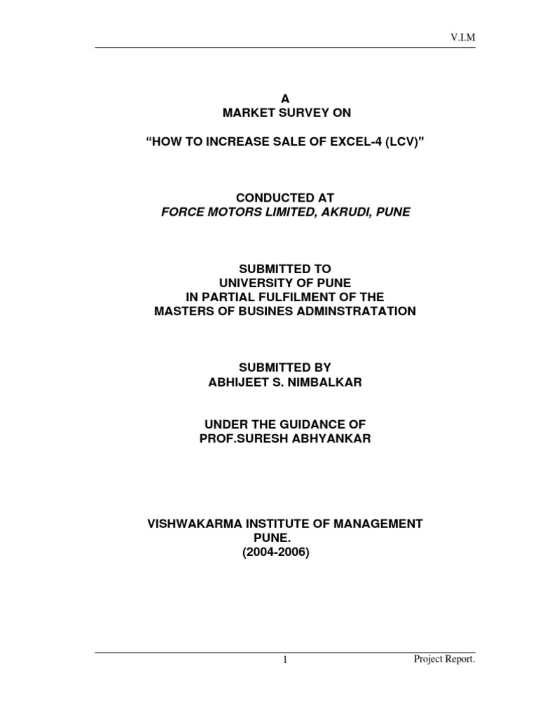 How To Increase Sale of Excel-4 LCV at Force Motors Limited - by ...