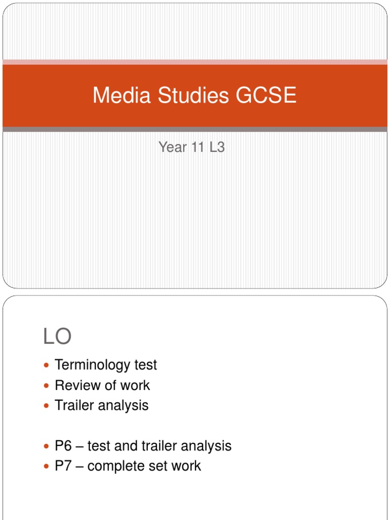 Media Studies GCSE: Year 11 L3 | PDF | Narration | Cognition