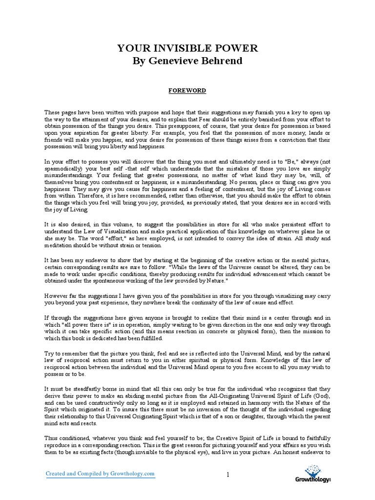 Your Invisible Power | PDF | Mind | Idea