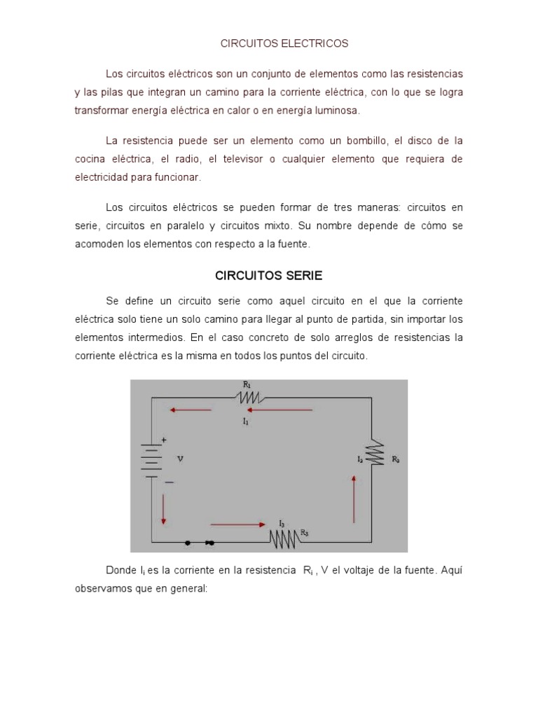 Tipos de Circuitos Eléctricos: Serie y Paralelo | PDF | Electricidad ...