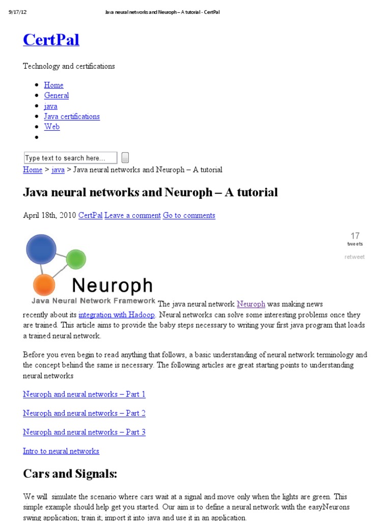 Java Neural Networks and Neuroph - A Tutorial - CertPal | PDF | Artificial Neural Network ...
