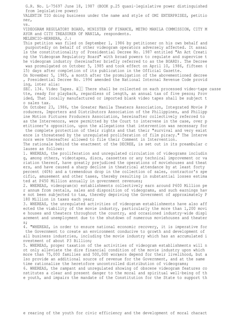 Tio vs. Videogram Regulatory Board | PDF | Decree | Ex Post Facto Law