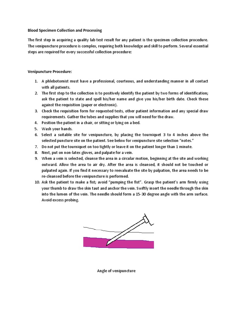 Blood Specimen Collection and Processing | PDF | Intravenous Therapy ...
