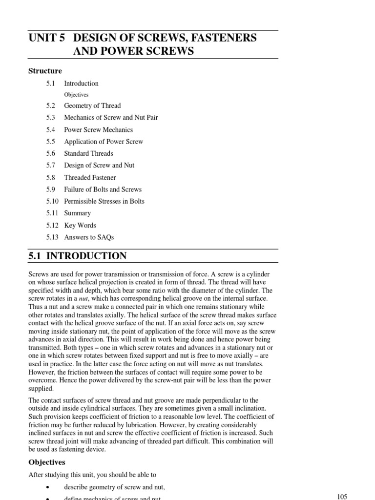Design of Screws and Fasteners | PDF | Technology & Engineering