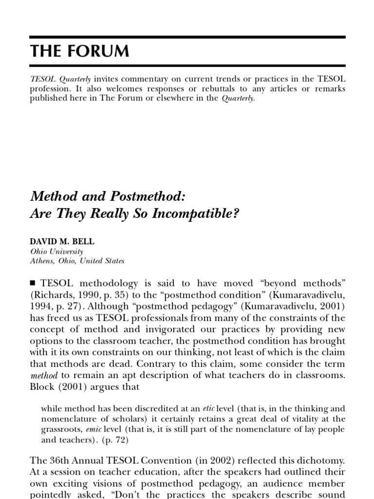 Method and Post Method Era | PDF | Language Education | English As A ...