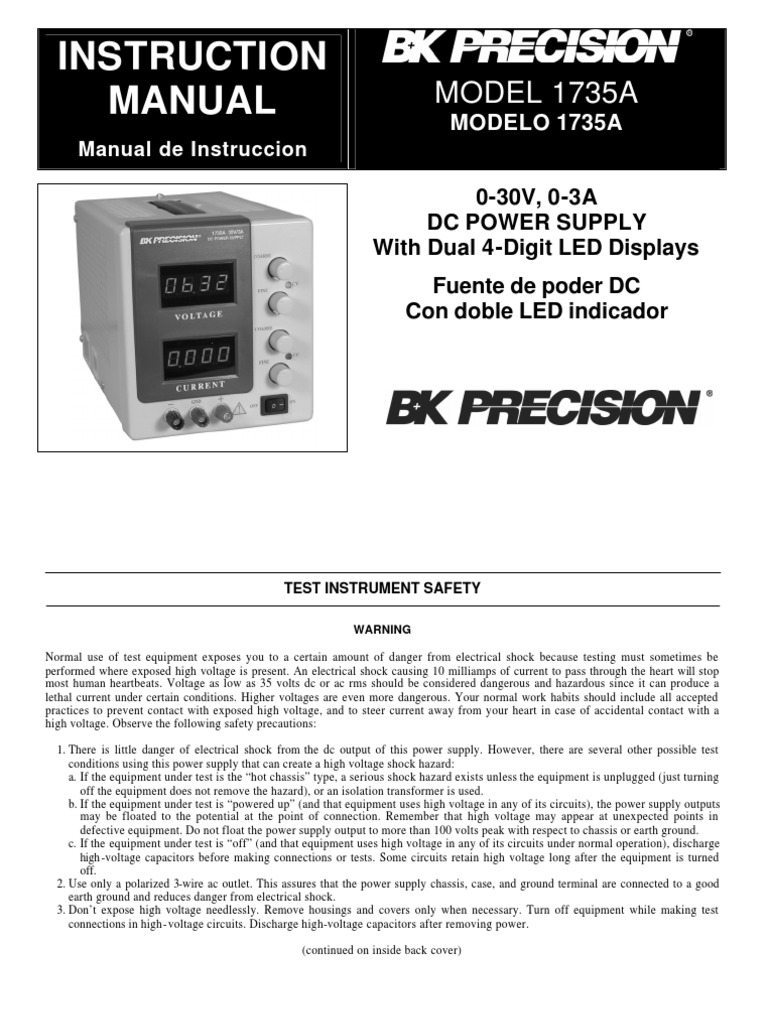 1735A Manual | Power Supply | Battery Charger