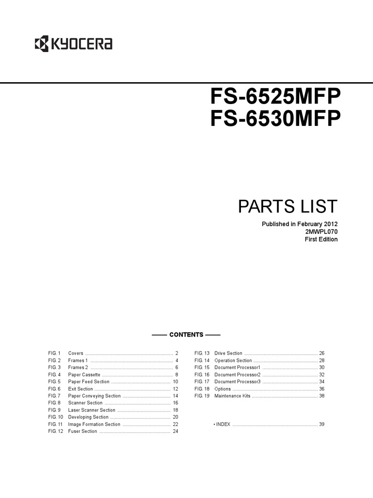 Kyocera Fs 6525mfp 6530mfp Parts List | PDF | Vehicles | Machines