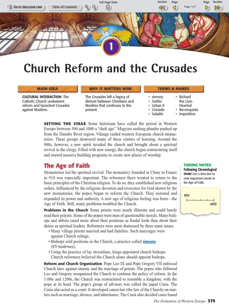 CH 14 Sec 1 - Church Reform and The Crusades | PDF | Crusades | Gothic ...