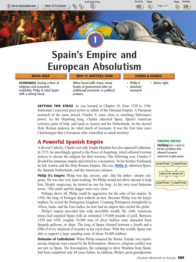 CH 21 Sec 1 - Spain's Empire and European Absolutism | PDF | Holy Roman ...
