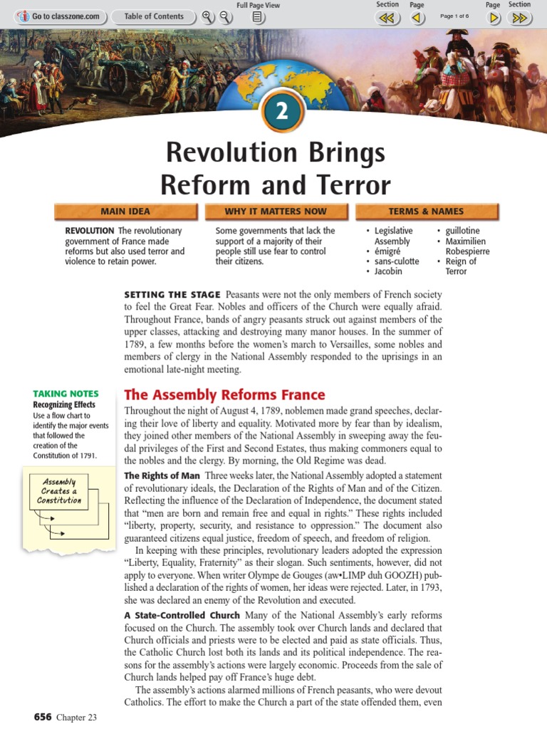 CH 23 Sec 2 - The Revolution Brings Reform and Terror | PDF | Reign Of ...