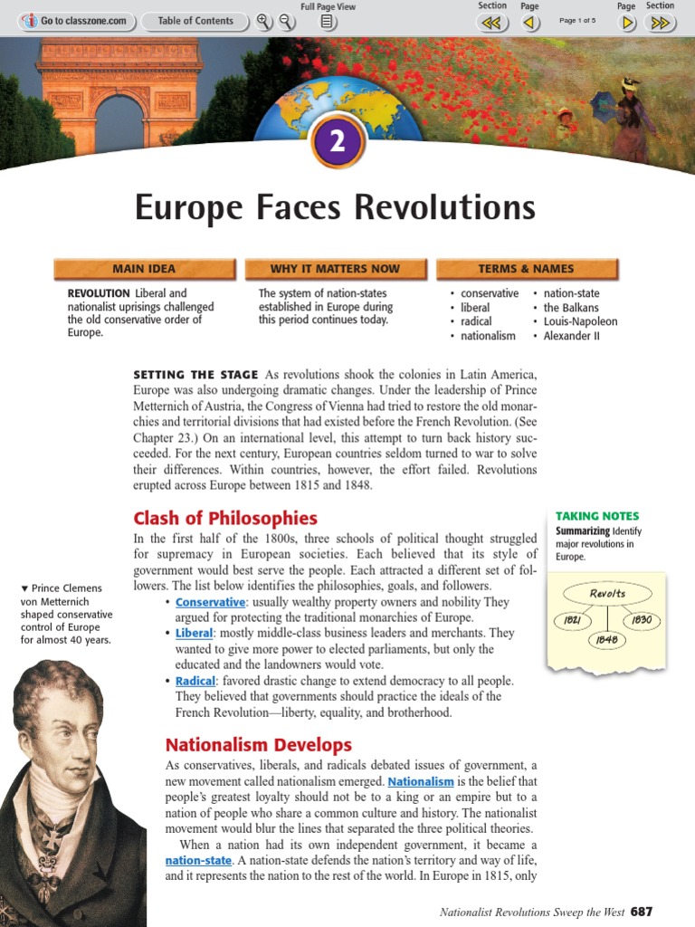 CH 24 Sec 2 - Europe Faces Revolutions | PDF | Nationalism | Nation State