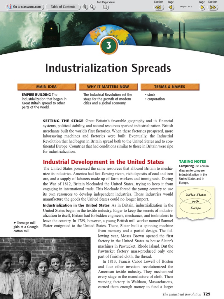 CH 25 Sec 3 - Industrialization Spreads | PDF | Industrialisation | Factory