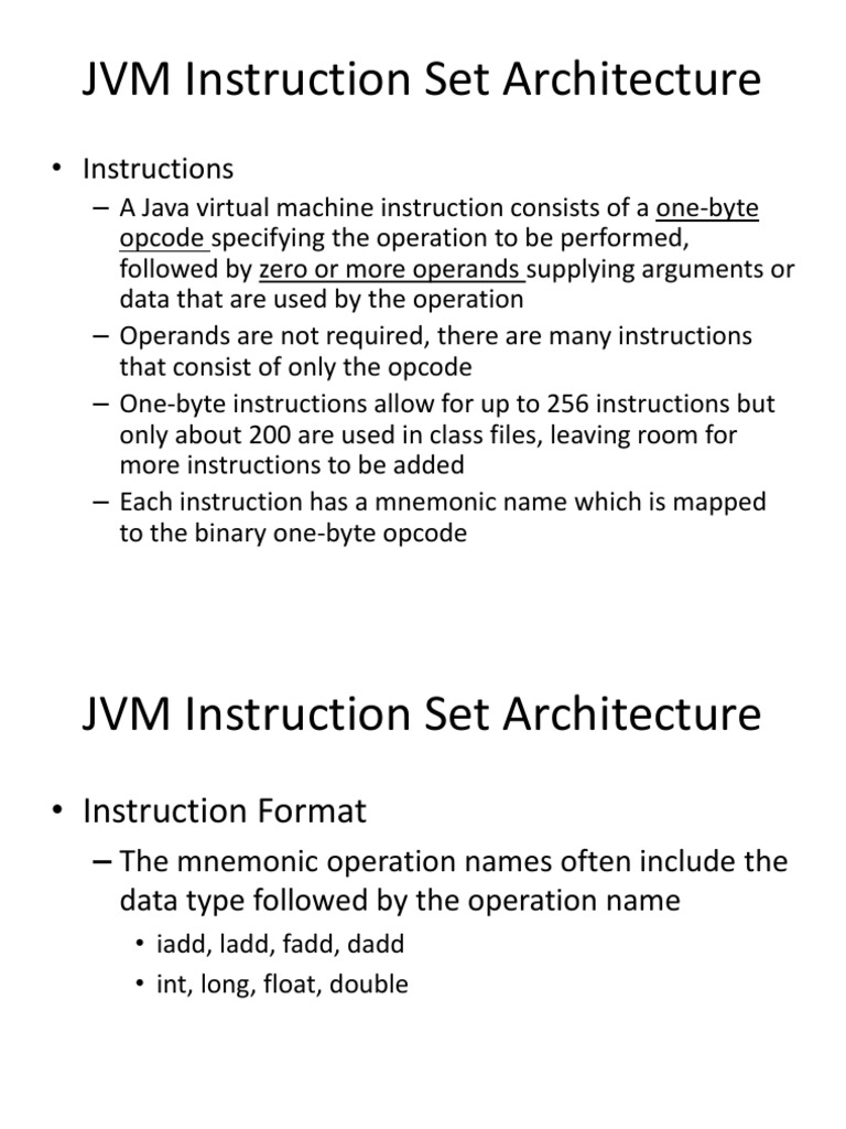 Instruction Set of JVM | PDF | Instruction Set | Method (Computer Programming)
