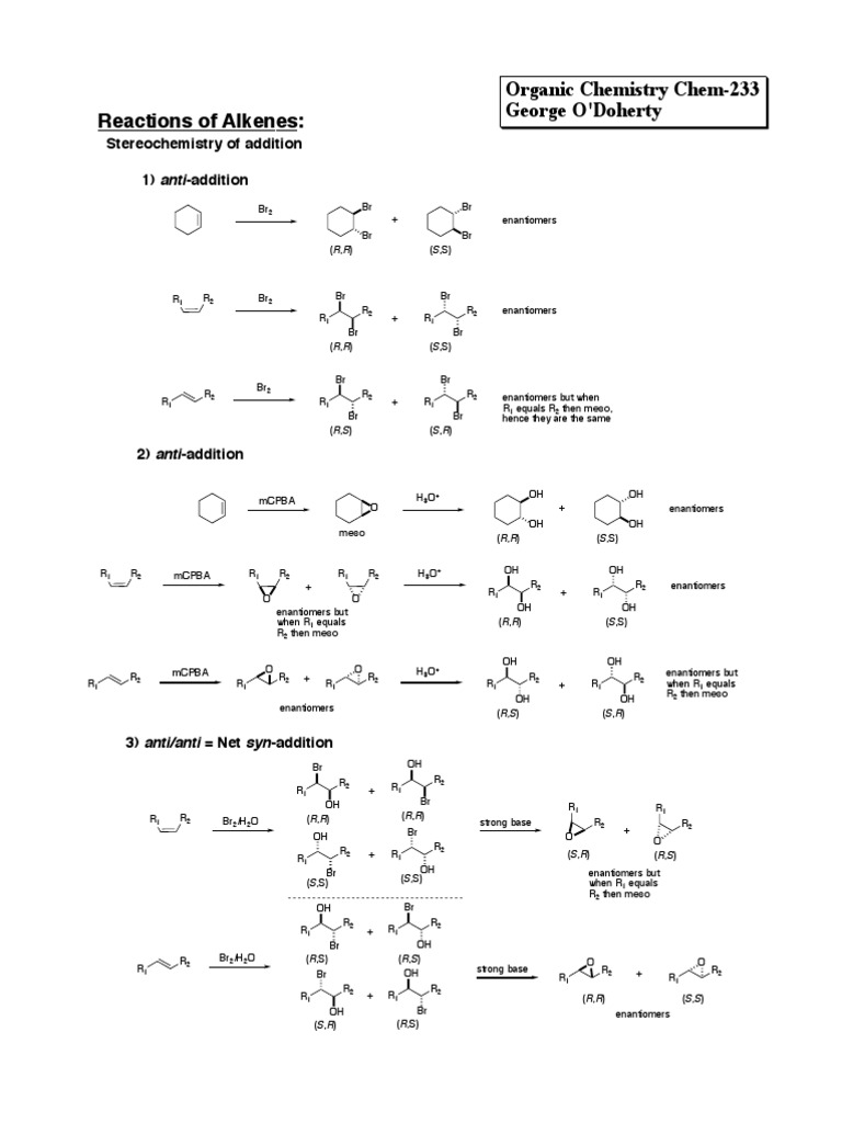 Alkene Reactions (Chem 233) | PDF | Alkene | Organic Compounds