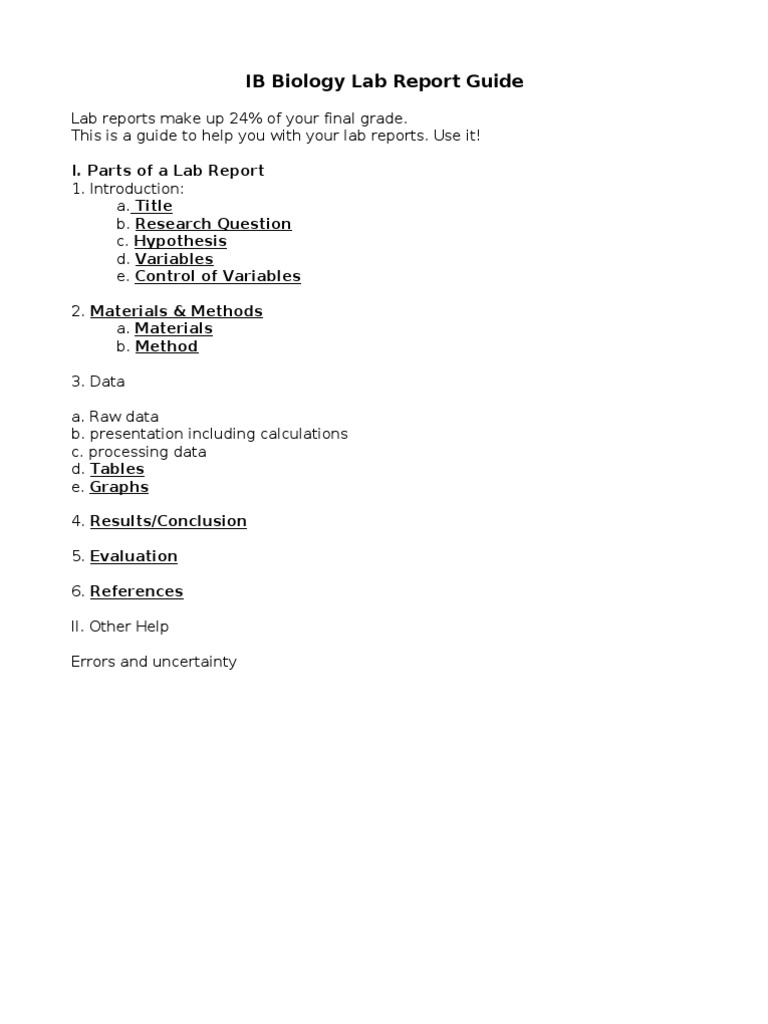IB Biology Lab Report Guide | PDF | Observational Error | Experiment