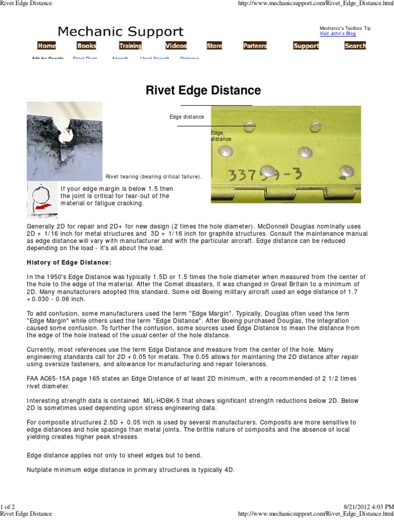 124 - Rivet Edge Distance | PDF | Rivet | Strength Of Materials