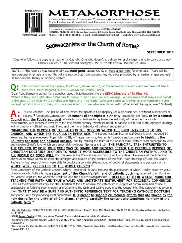 Sedevacantism Ron Smith | PDF | Pope | Catholic Church