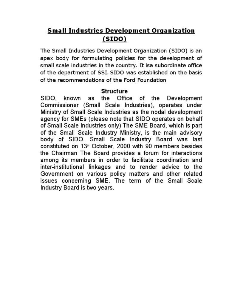 The Small Industries Development Organization | Download Free PDF ...