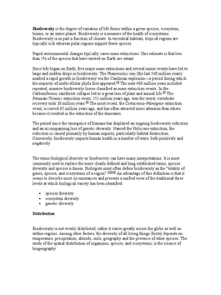Biodiversity Pdf Biodiversity Extinction