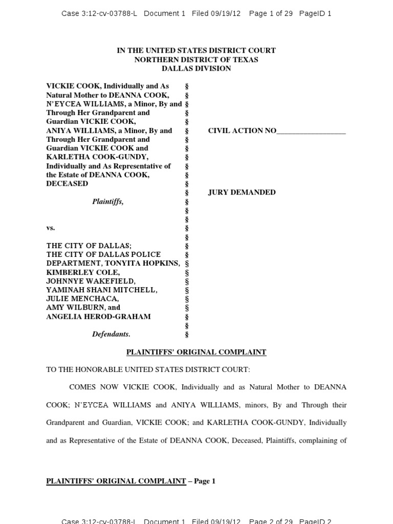 Deanna Cook Lawsuit | PDF | Damages | Domestic Violence