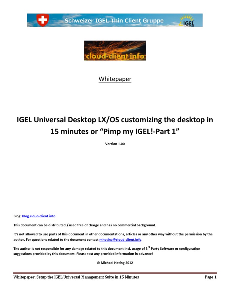 IGEL Universal Desktop LX - OS Customizing The Desktop in 15 Minutes ...
