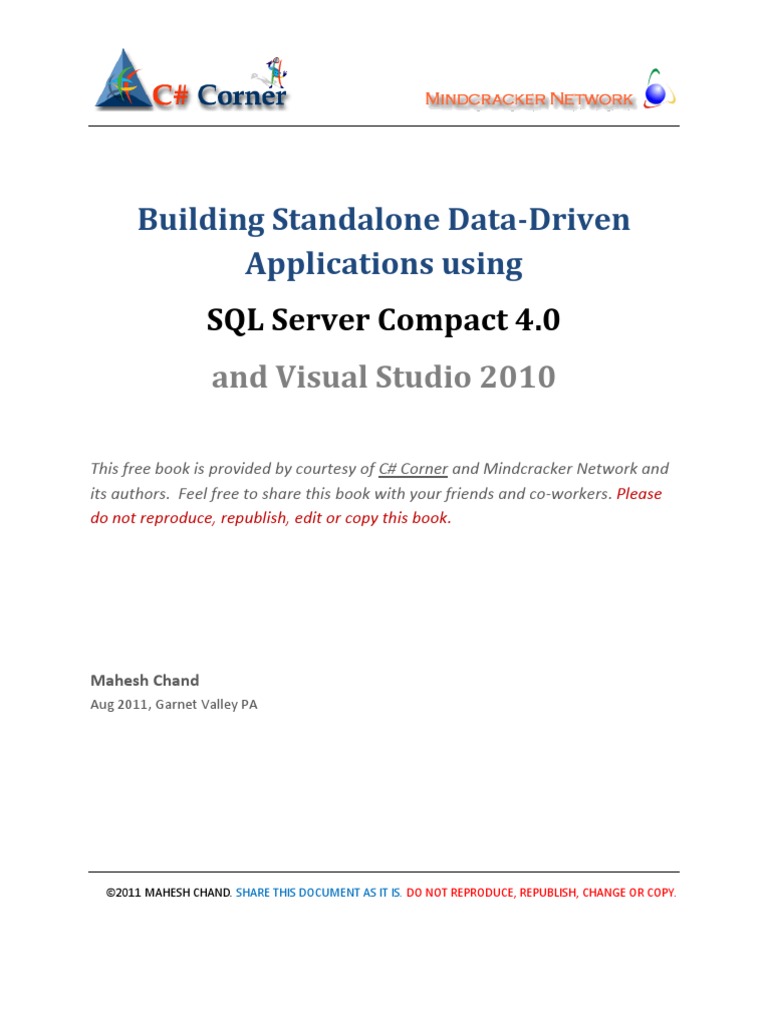 Microsoft SQL Server Compact 4 | PDF | Entity Framework | Microsoft Sql ...