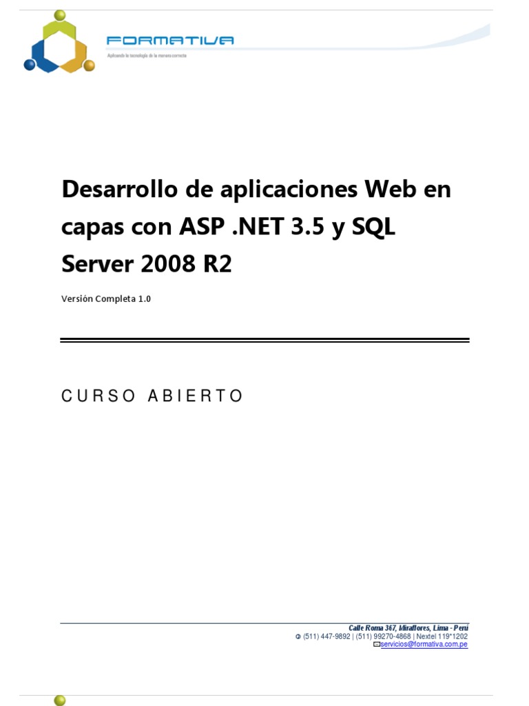 Desarrollo de Aplicaciones Web ASP .NET 3.5 y SQL Server 2008 | PDF | Aplicación web | Páginas ...