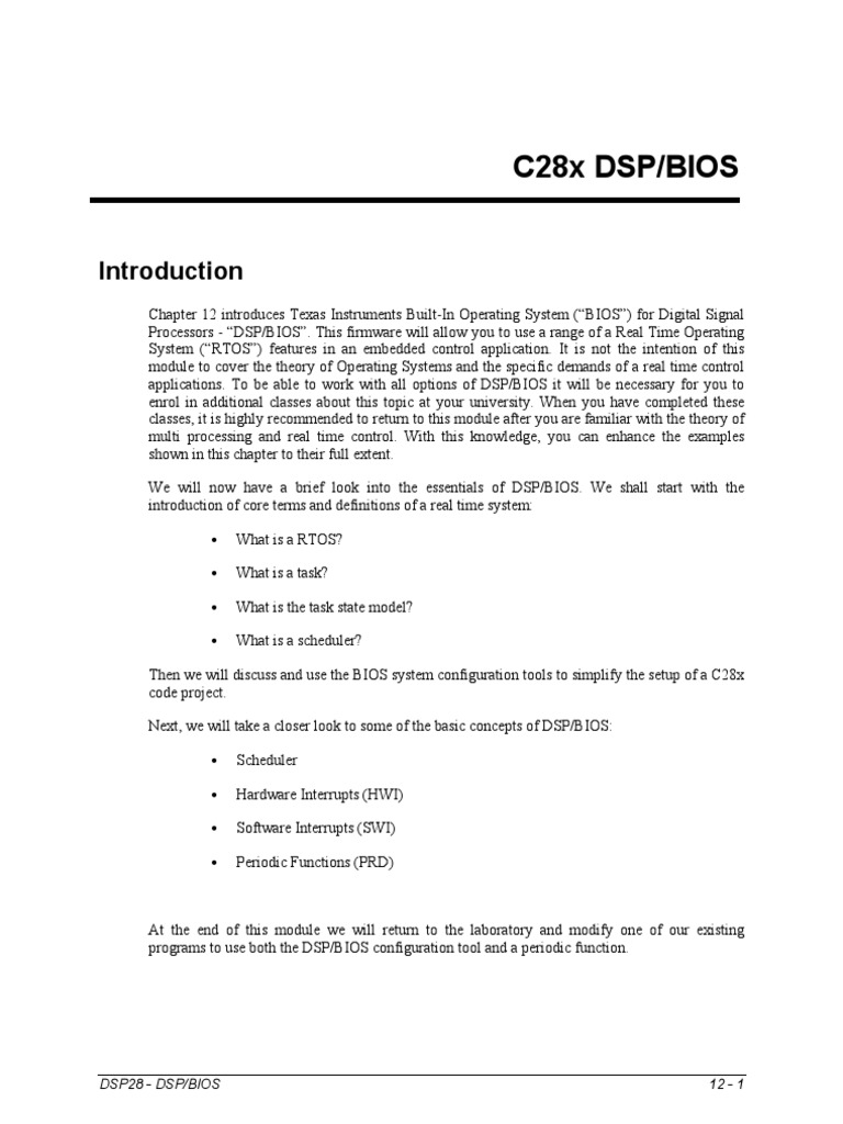TMS320F2812 Dsp/bios | PDF | Scheduling (Computing) | Real Time Computing