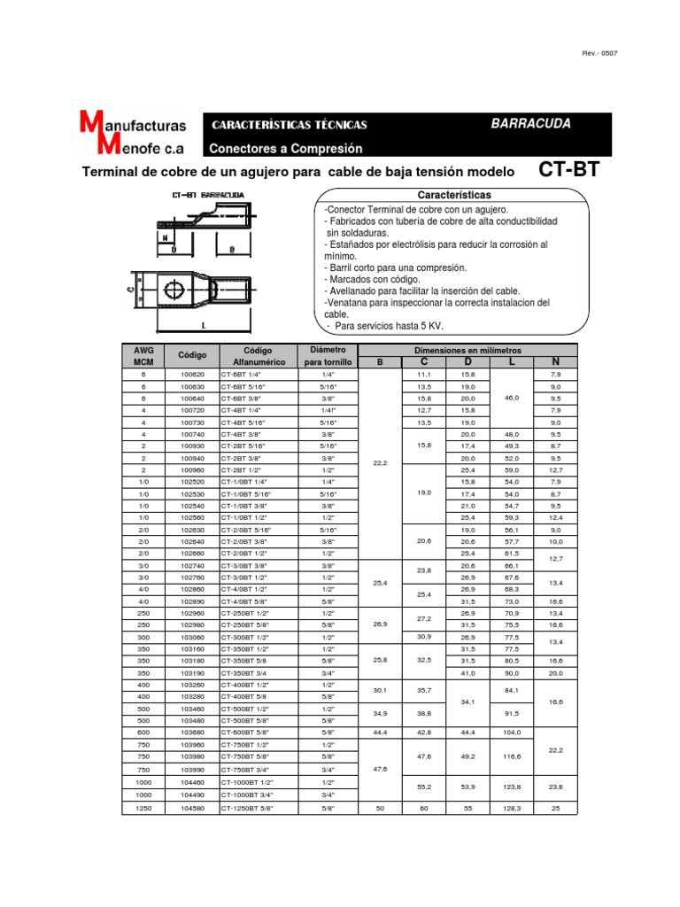 Catalogo Terminales Barracuda | PDF | Aluminio | Física Aplicada e ...