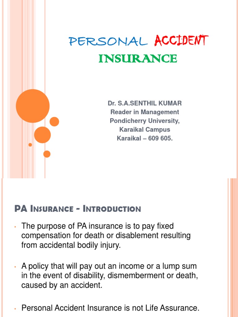 Personal Accident Insurance Overview | PDF | Insurance | Life Insurance