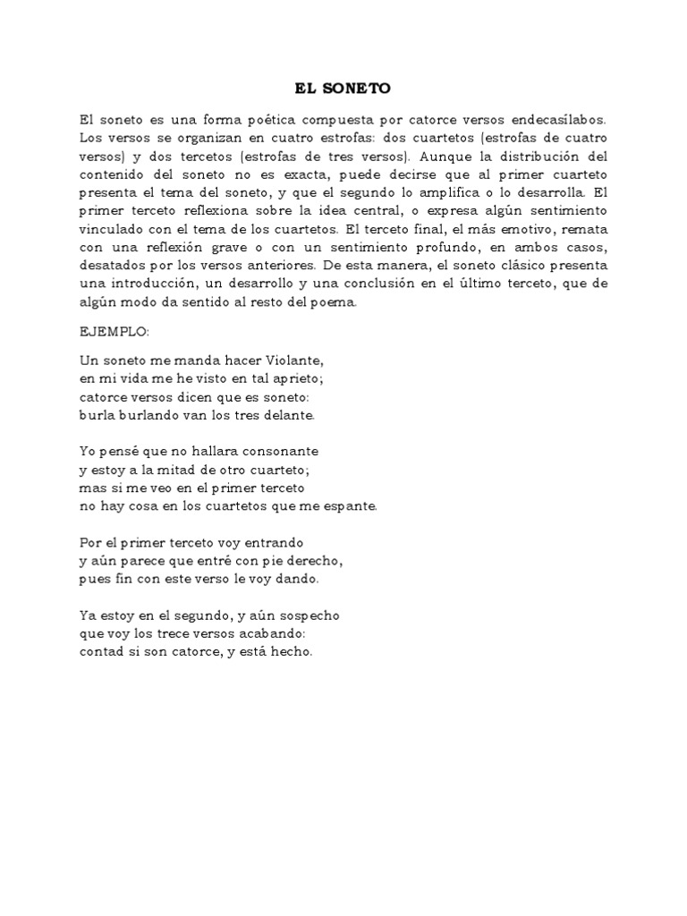 El Soneto Poema y Verso | Sonetos | Rima