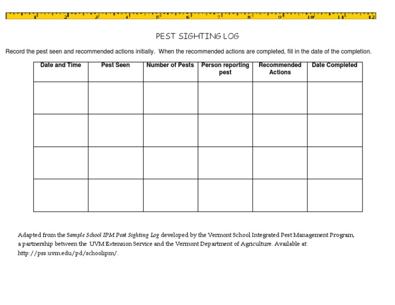 Pest Sighting Log Template | PDF
