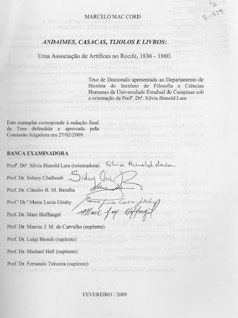 MacCord, Marcelo D | PDF | Historiografia | Sociologia