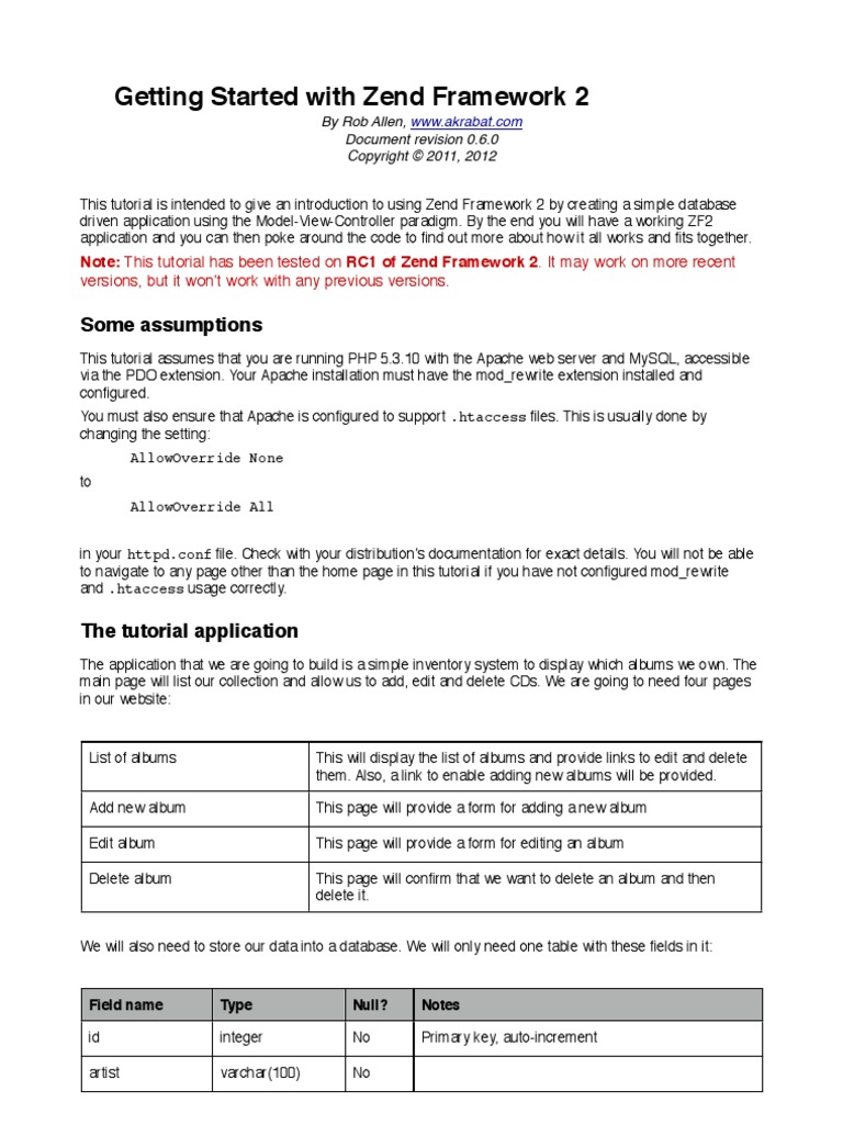Getting Started With Zend Framework 2 | PDF | Php | Model–View–Controller
