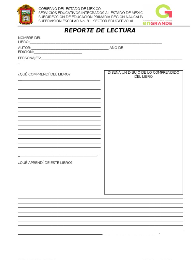 Formato de Reporte de Lectura