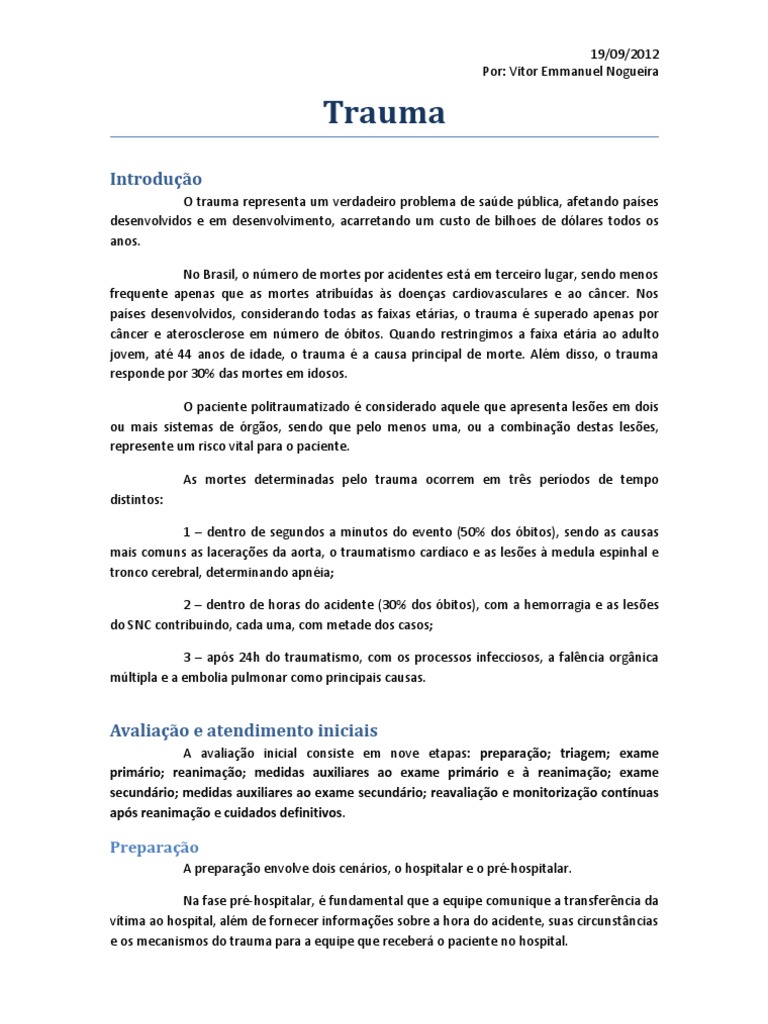 Trauma | PDF | Especialidades médicas | Remédio