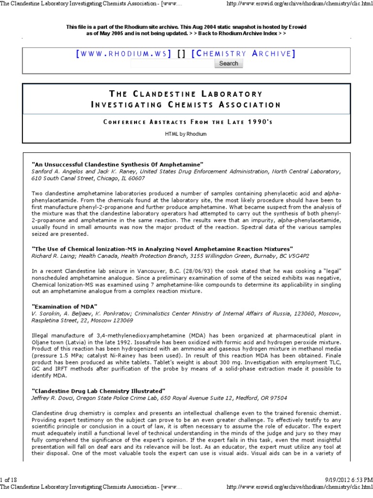 The Clandestine Laboratory Investigating Chemists Association - (WWW ...