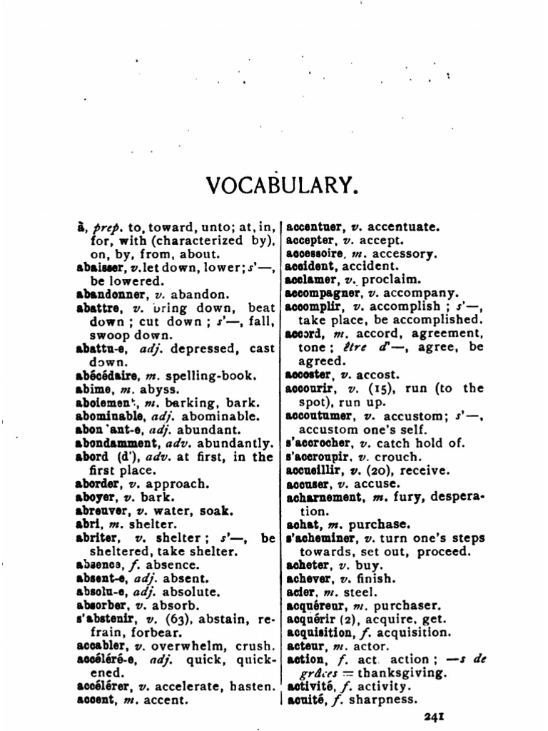 French Vocabulary | PDF