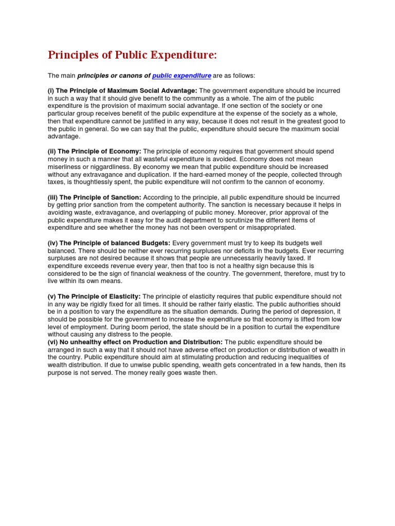 Principles of Public Expenditure | PDF | Public Finance | Expense