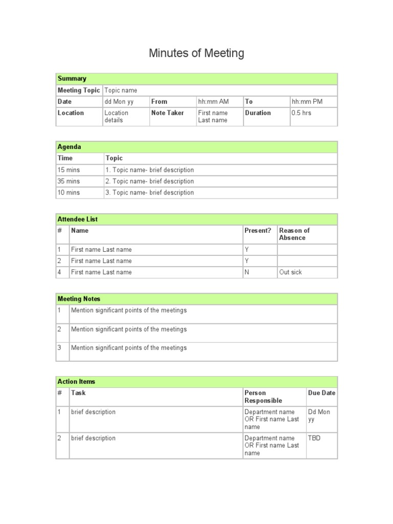 MOM Template | PDF | Career & Growth
