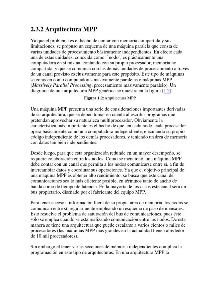 Arquitectura SMP MPP | PDF | Unidad Central de procesamiento | Memoria ...