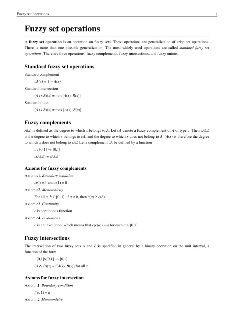 Fuzzy Set Operations | PDF | Mathematics Of Computing | Mathematical Analysis