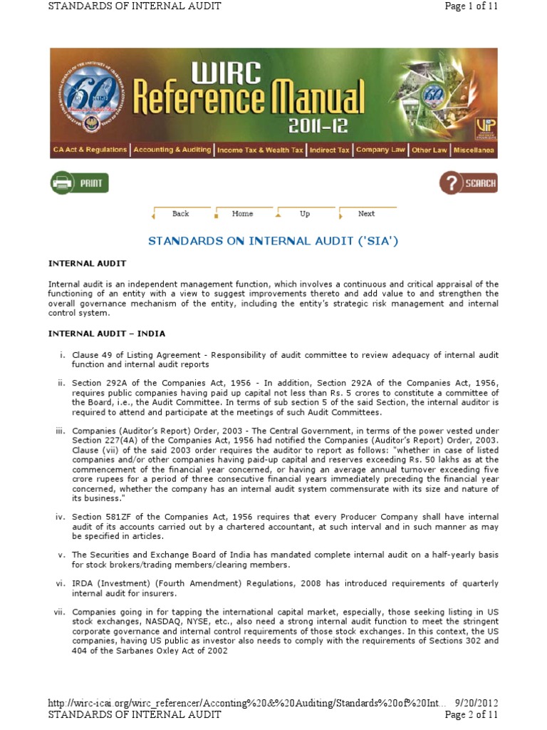 Standards On Internal Audit ('Sia') | PDF | Internal Audit | Audit