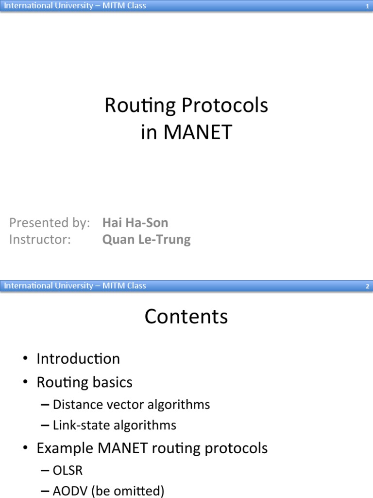 Routing Protocols in Manet | PDF | Wireless Ad Hoc Network | Media ...