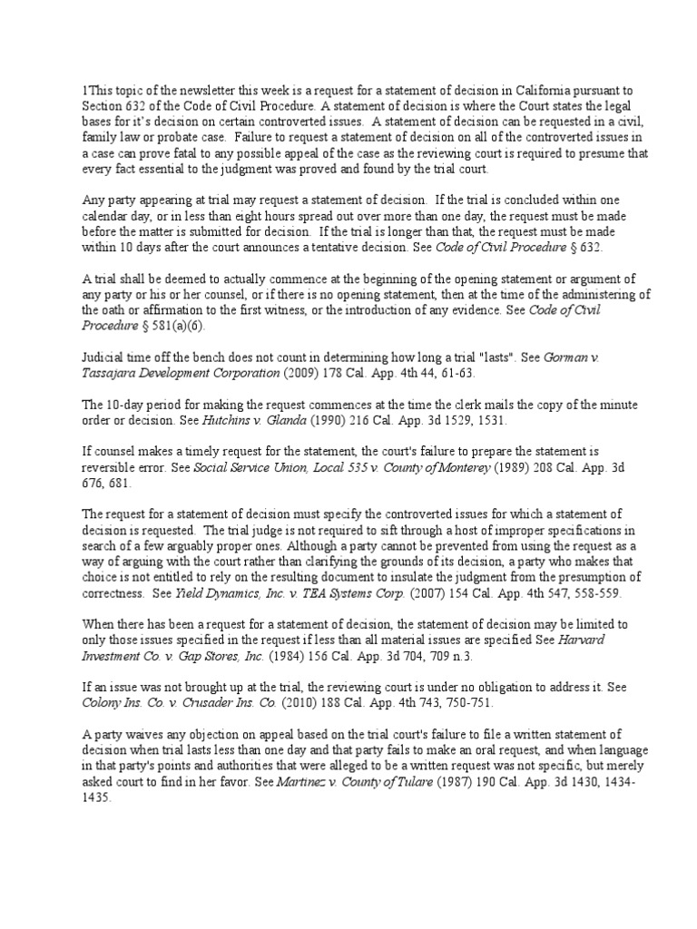 Statement of Decision in California | Supreme Court Of California ...