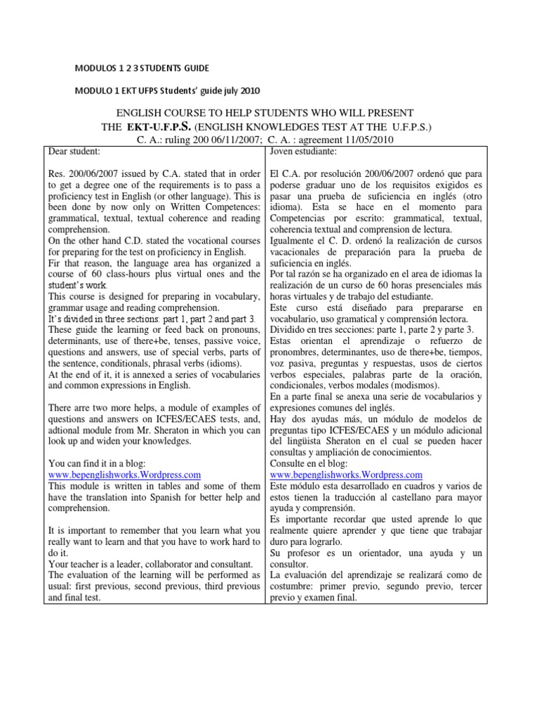 Modulos 1 2 3 Students Guide | PDF | Grammatical Tense | Style (Fiction)