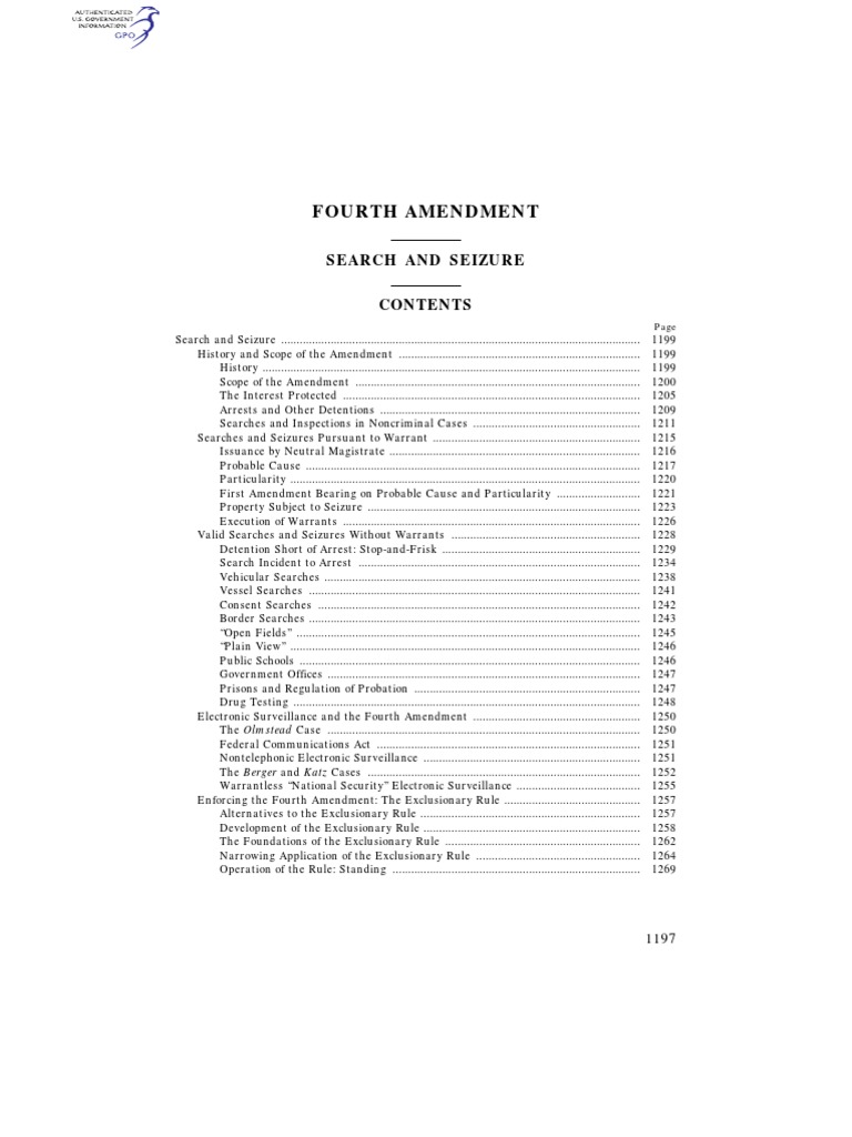 4th Amendment US Constitution - Search and Seizer | PDF | Search And ...
