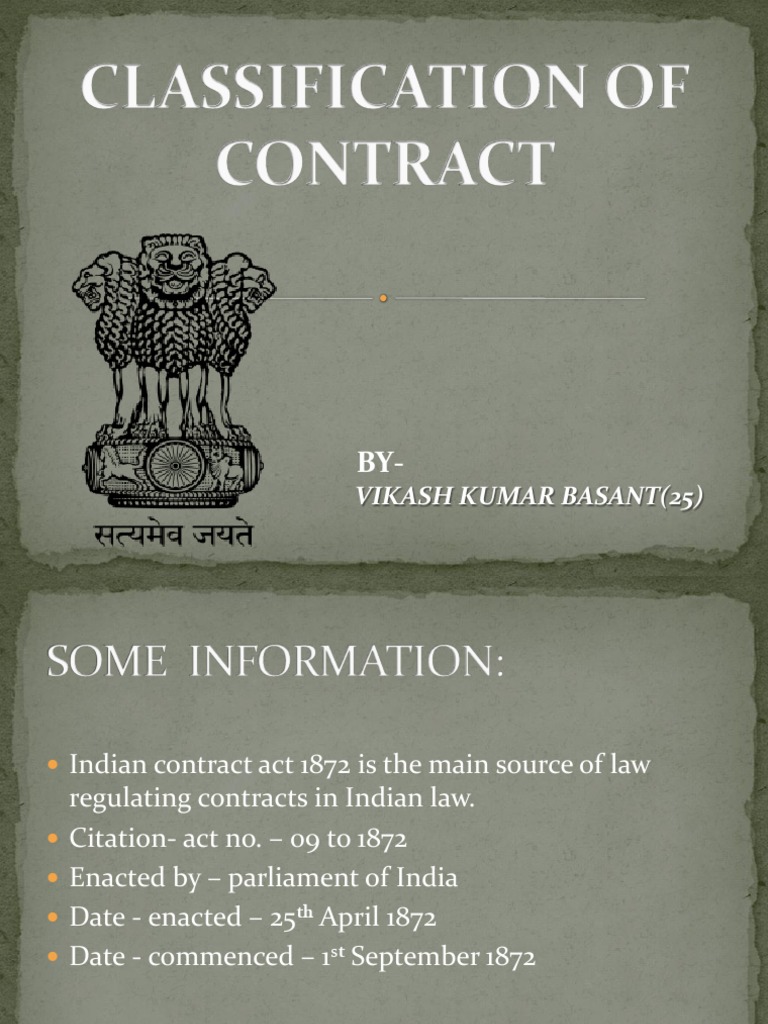 Classification of Contract-Vikash KR Basant PPT-2 | PDF | Legal Ethics ...