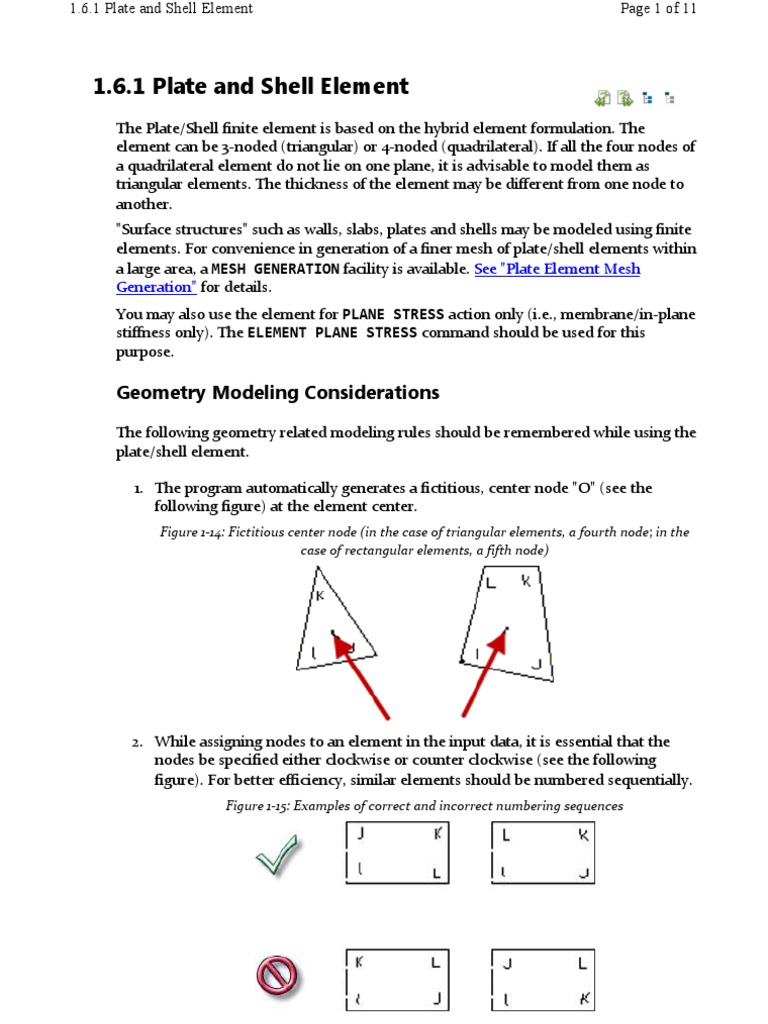 General Description 1.6.1 Plate and Shell Element | PDF | Stress ...